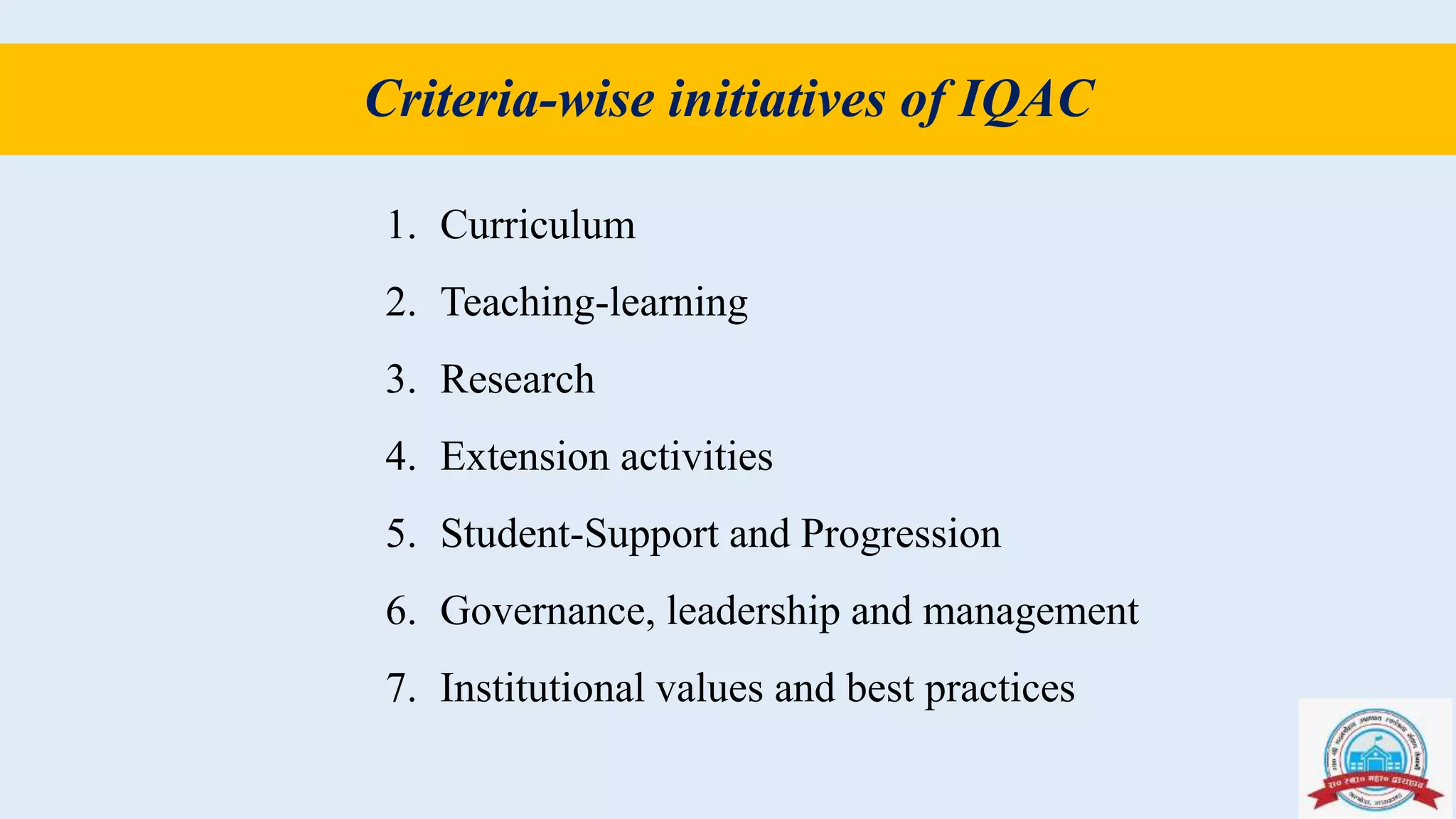 NAAC Visit Presentation of Internal Quality Assurance Cell | PPTX