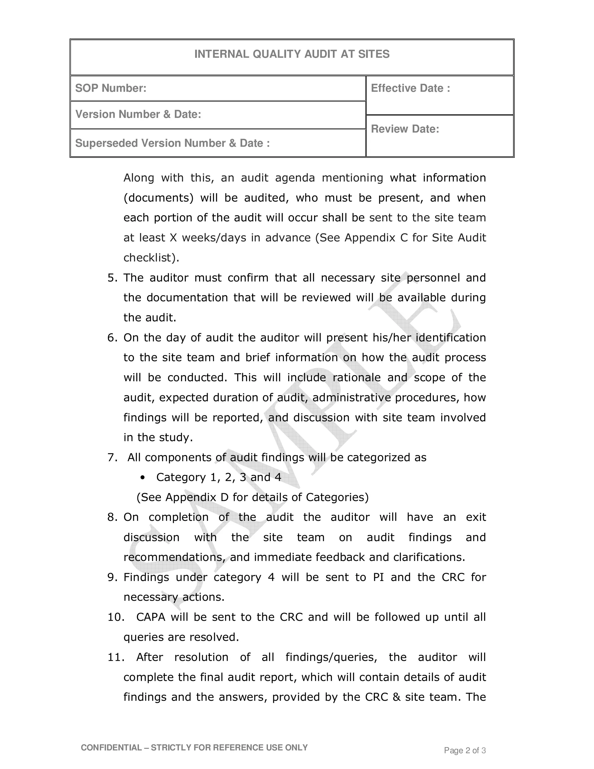 Internal Quality Audit At Sites | PDF