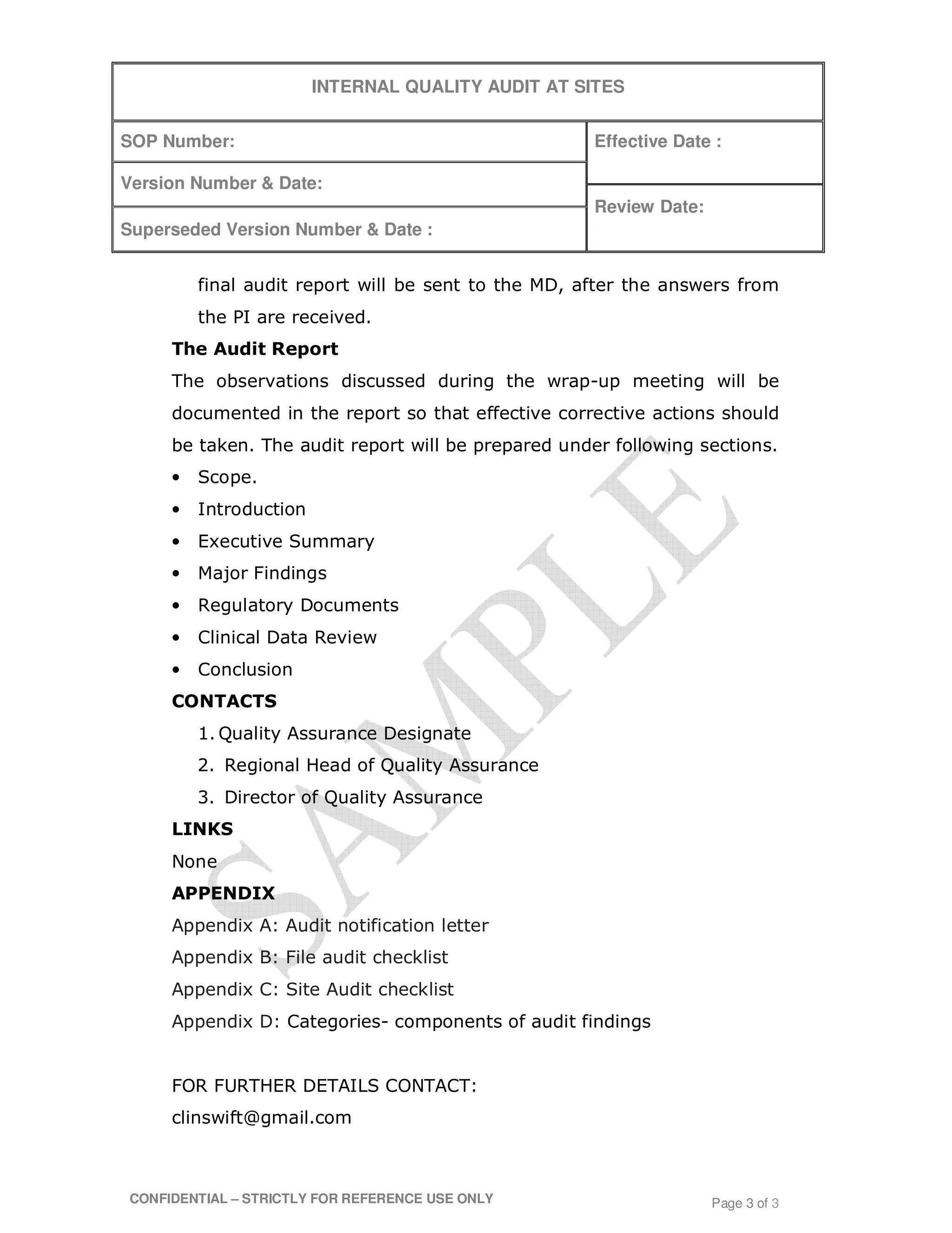 Internal Quality Audit At Sites | PDF