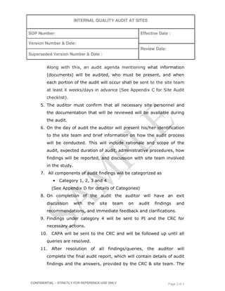 Internal Quality Audit At Sites | PDF