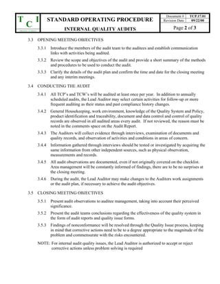 Internal quality audit procedure example | DOC