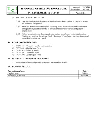 Internal quality audit procedure example | DOC