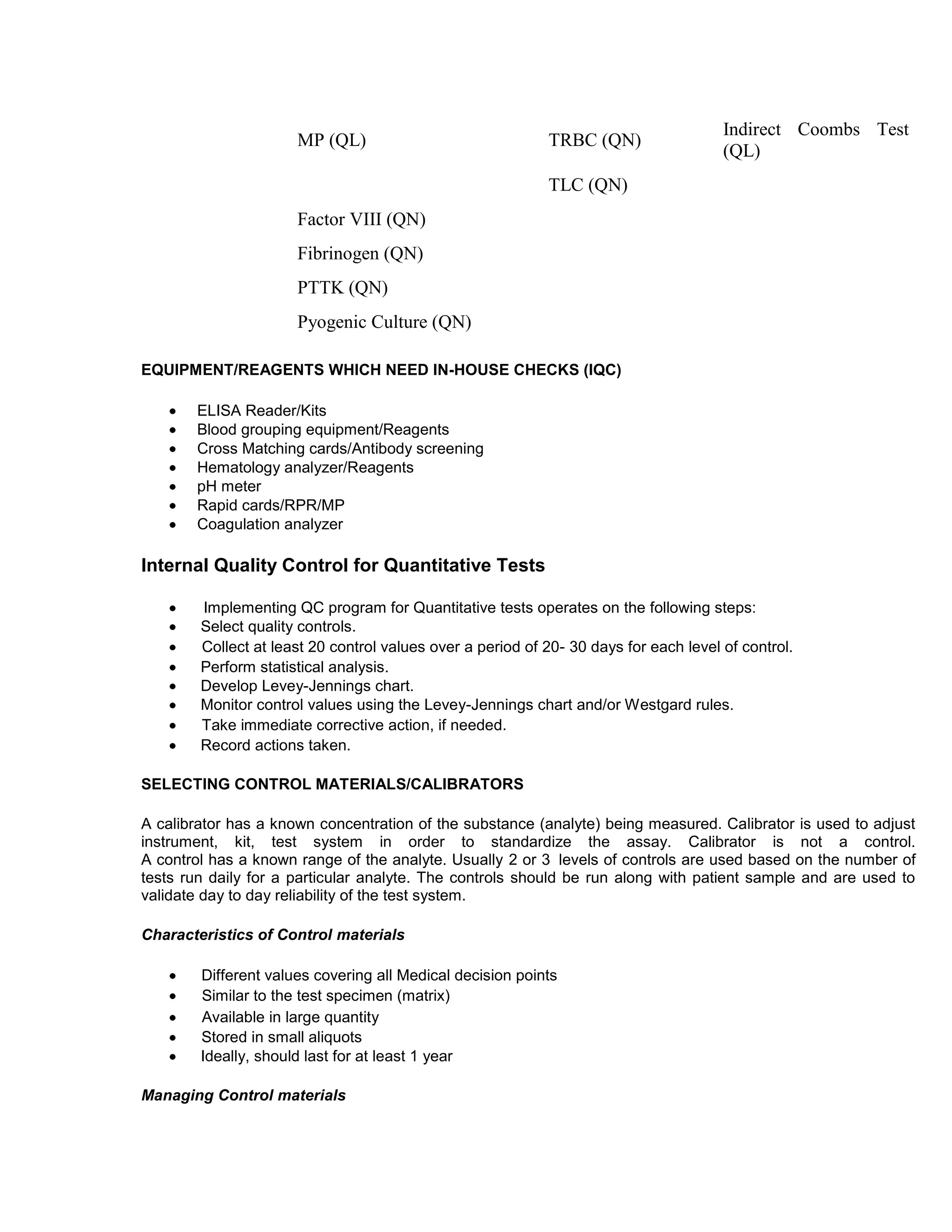 Internal quality control in blood bank testing | DOCX