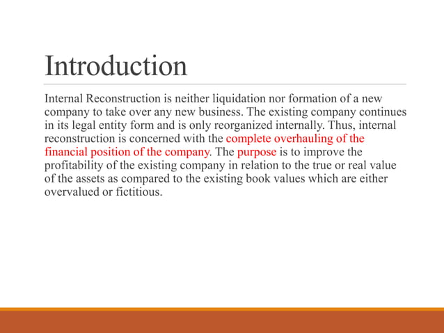 Internal Reconstruction, Advance corporate account | PPT