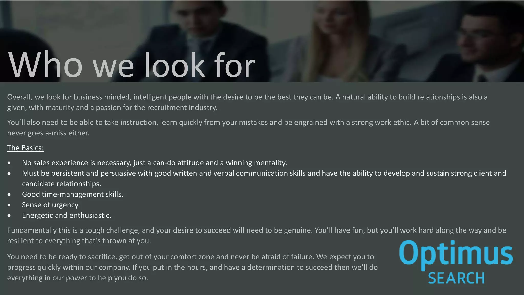 Optimus Search - Work for Us | PPT