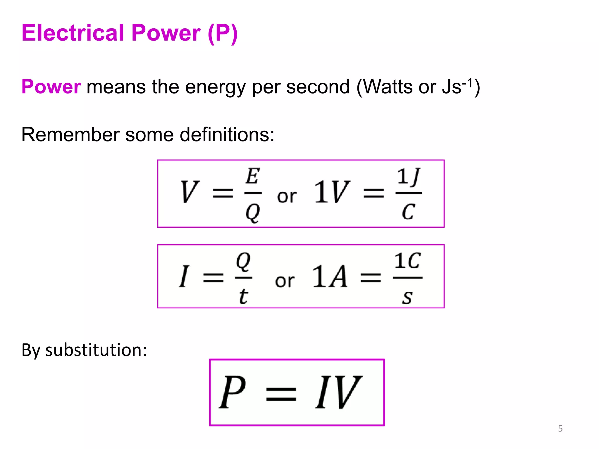 5.2 - Internal Resistance, Power & Combining Resistors | PPTX