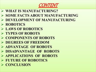 Advanced manufacturing technology in robotics | PPTX