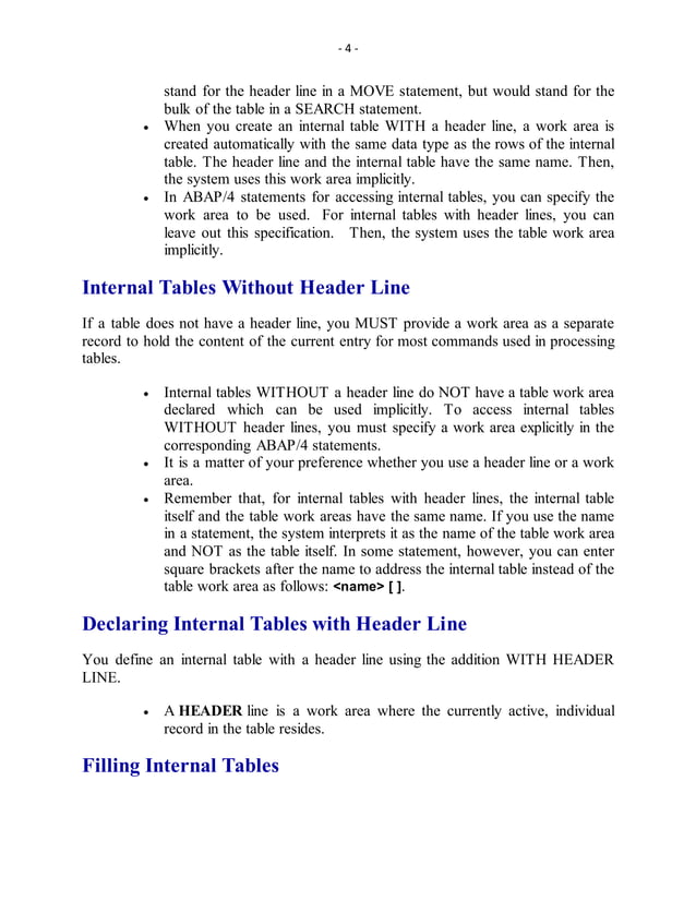 Internal tables | DOCX | Databases | Computer Software and Applications