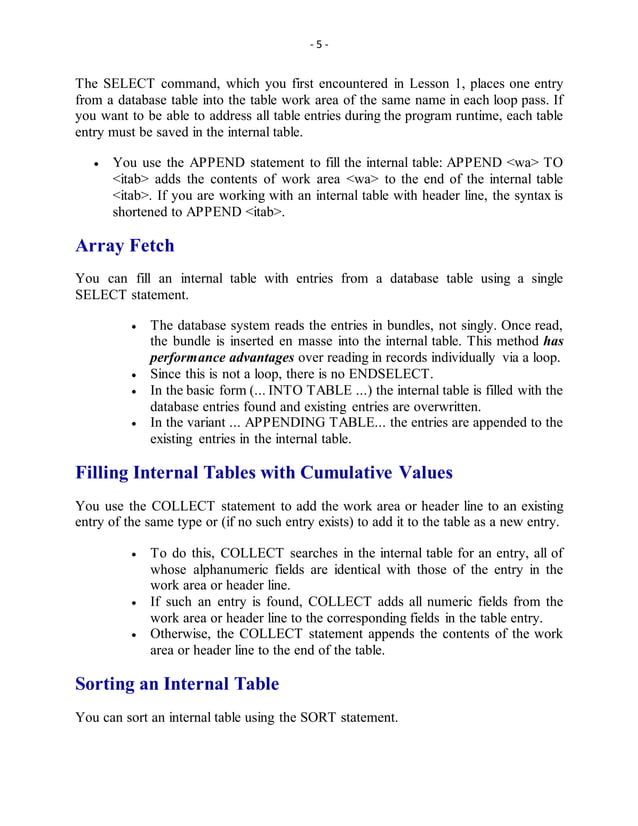 Internal tables | DOCX | Databases | Computer Software and Applications