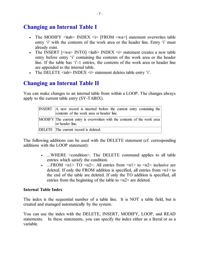 Internal tables | DOCX | Databases | Computer Software and Applications