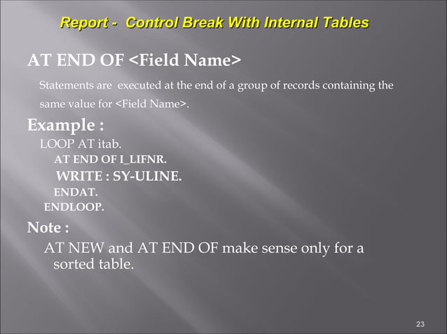 Internal tables | PPT