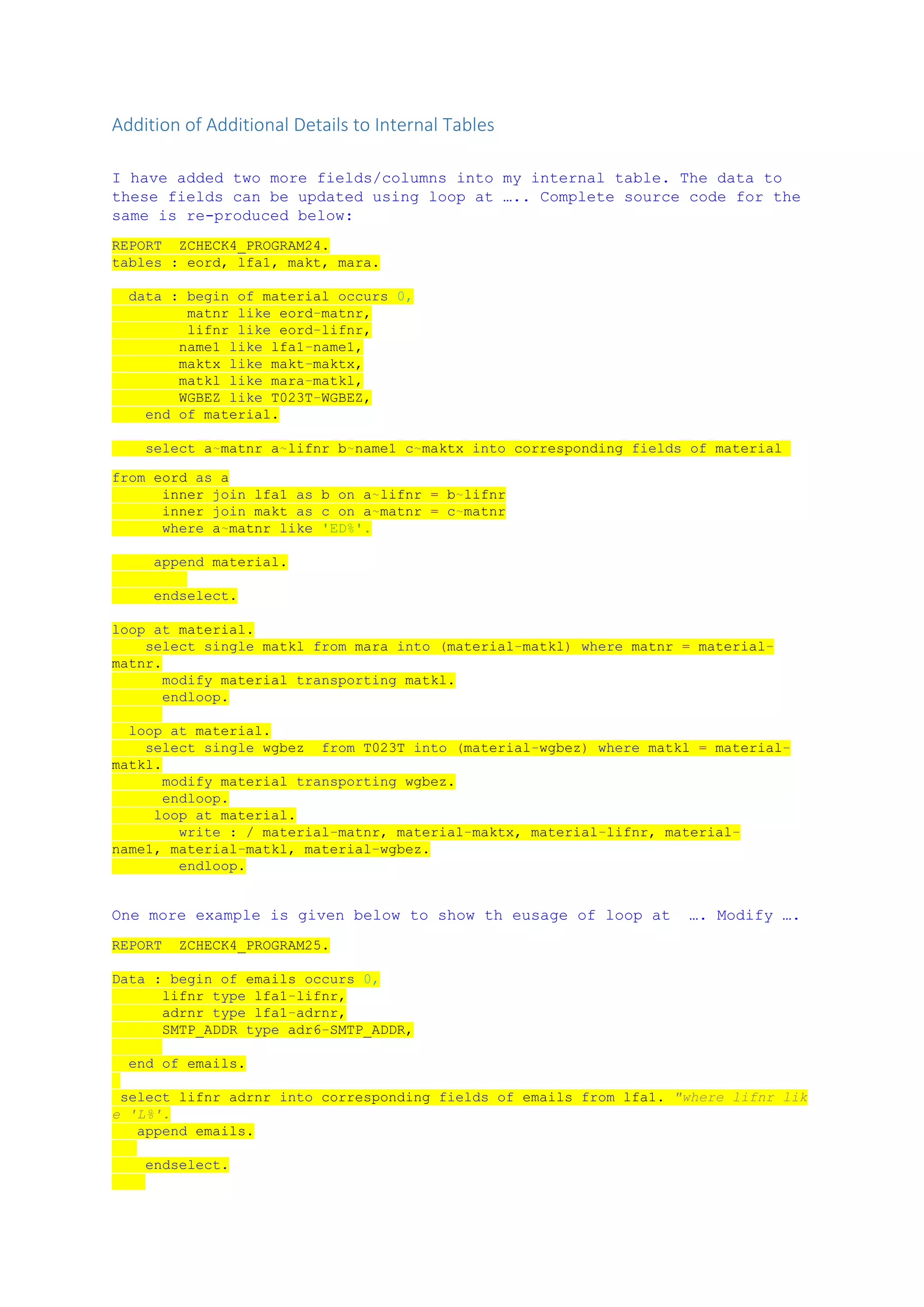 Internal tables in sap | PDF