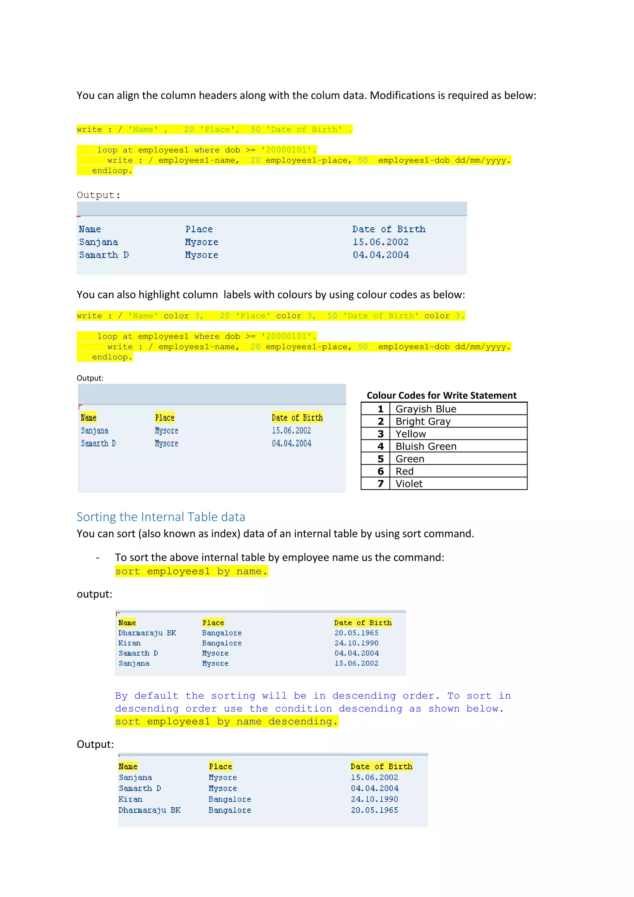 Internal tables in sap | PDF