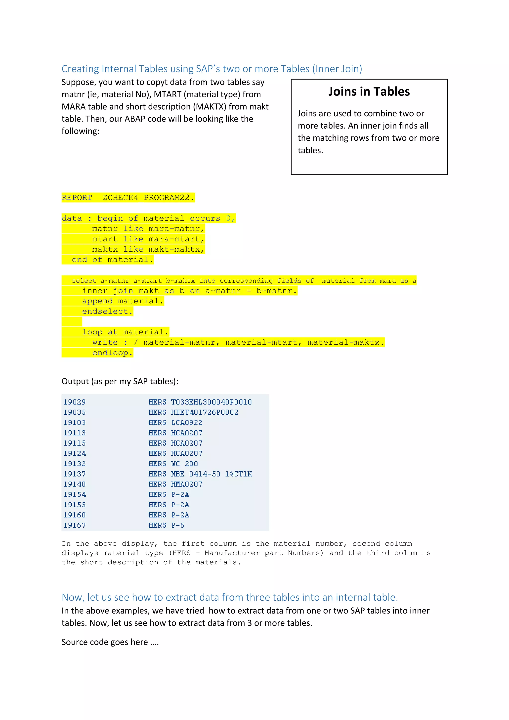 Internal tables in sap | PDF