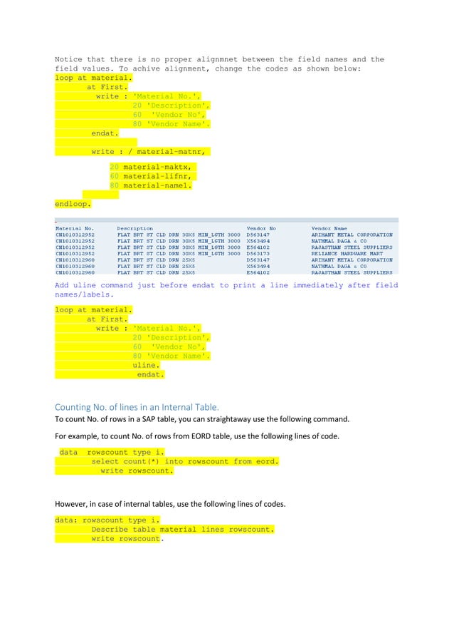 Internal tables in sap | PDF