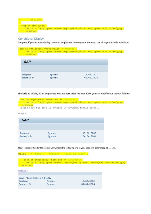 Internal tables in sap | PDF