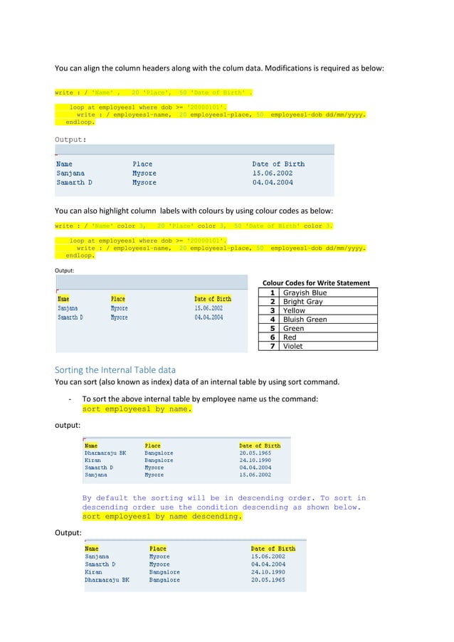 Internal tables in sap | PDF