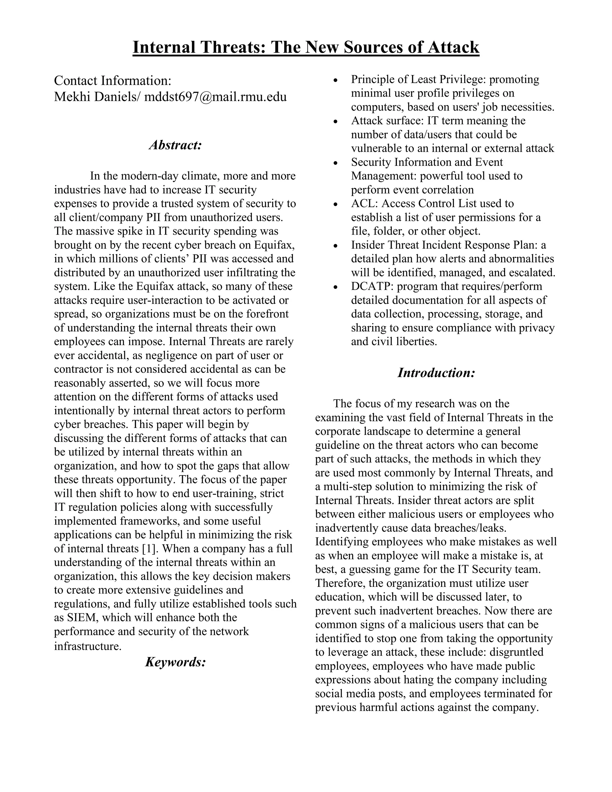 Internal Threats: The New Sources of Attack | PDF
