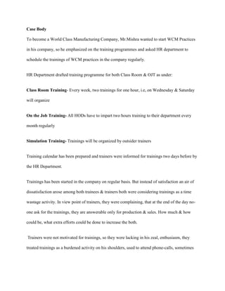 Internal trainers case study | DOCX | Automotive Industry | Industries