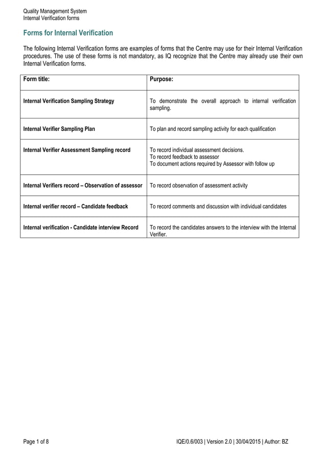 Internal verification forms | PDF | Educational Assessment | Education