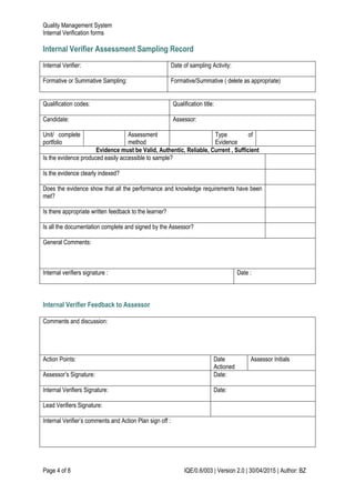 Internal verification forms | PDF