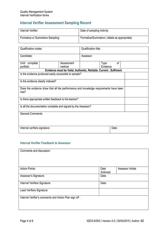 Internal verification forms | PDF | Educational Assessment | Education