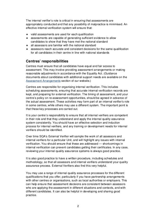 Internal verification guide for sqa centres Internal verification guide for sqa centres