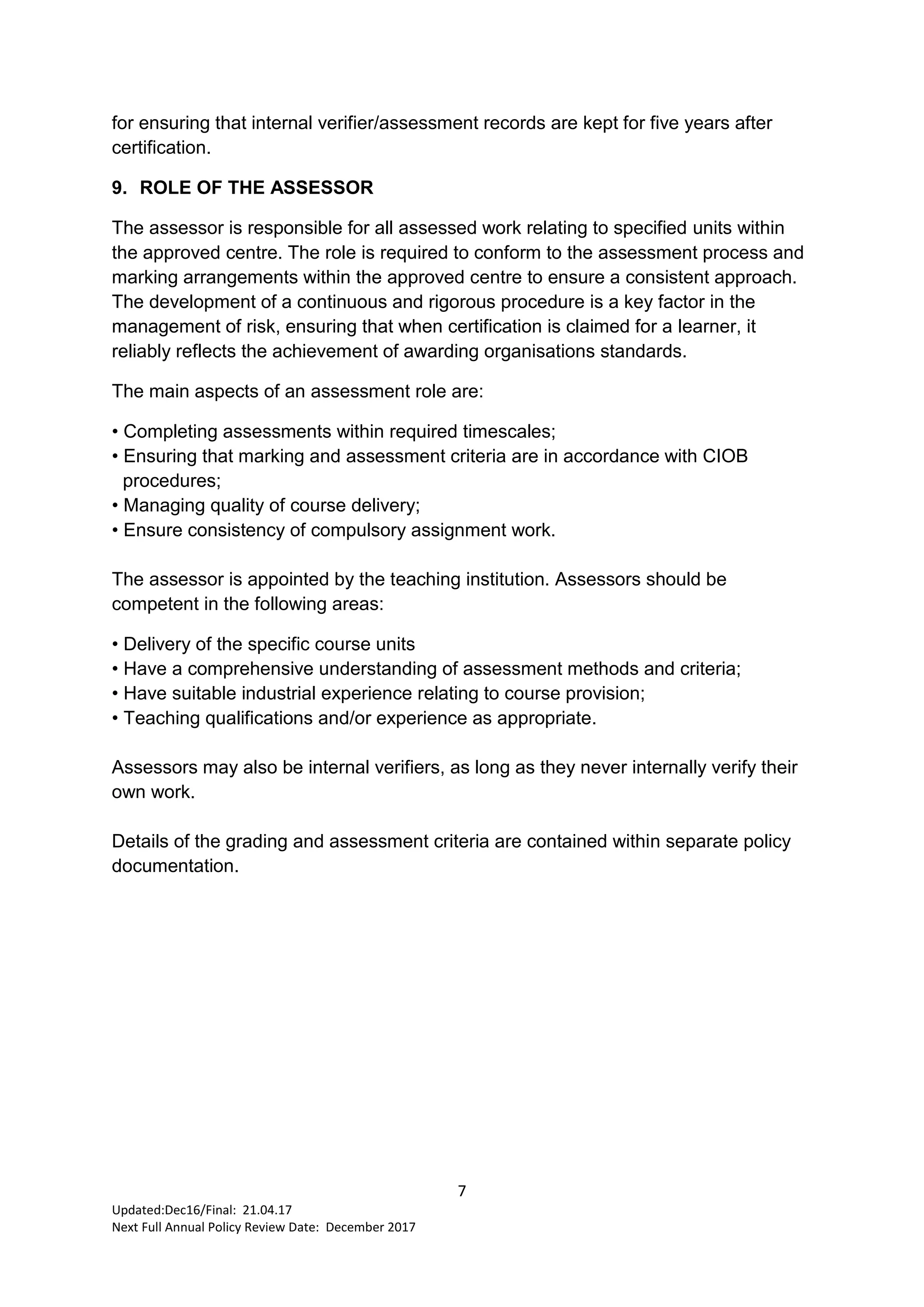 Internal verification policy | PDF