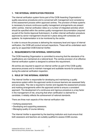 Internal verification policy | PDF