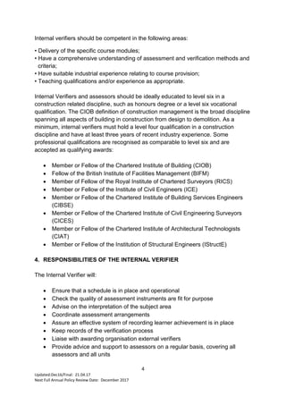 Internal verification policy | PDF