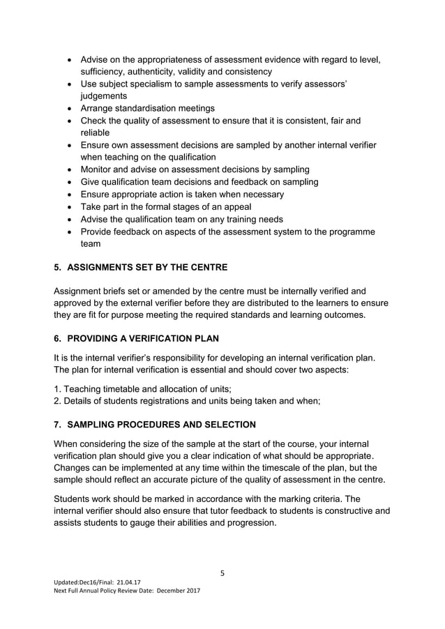 Internal verification policy | PDF