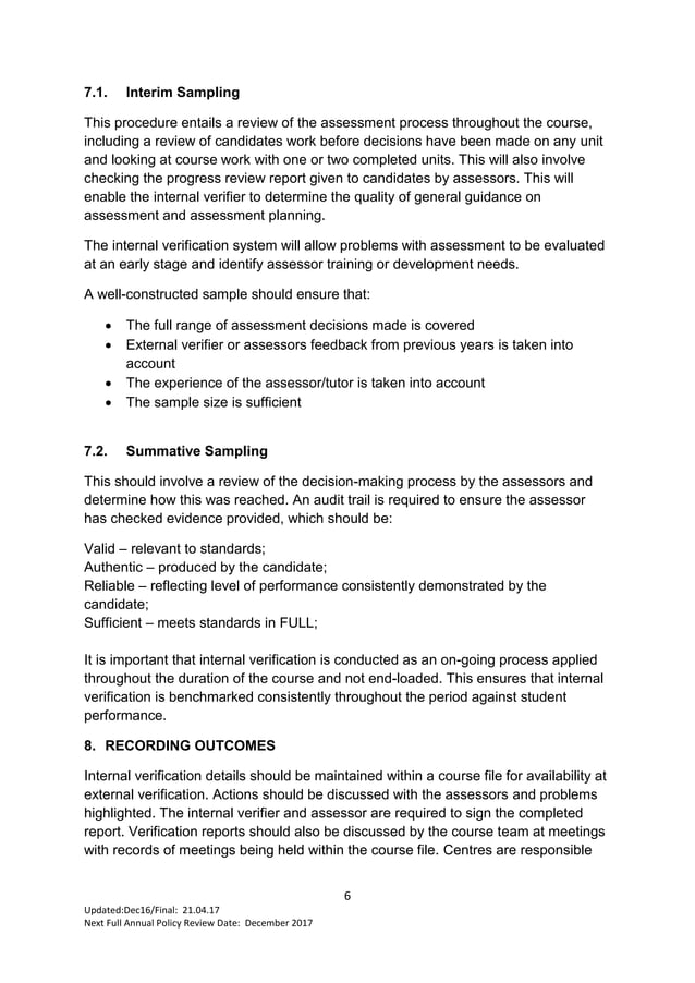 Internal verification policy | PDF