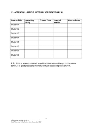 Internal verification policy | PDF