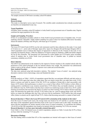Internal versus external control of reinforcement; where do nigeria science students belong ...
