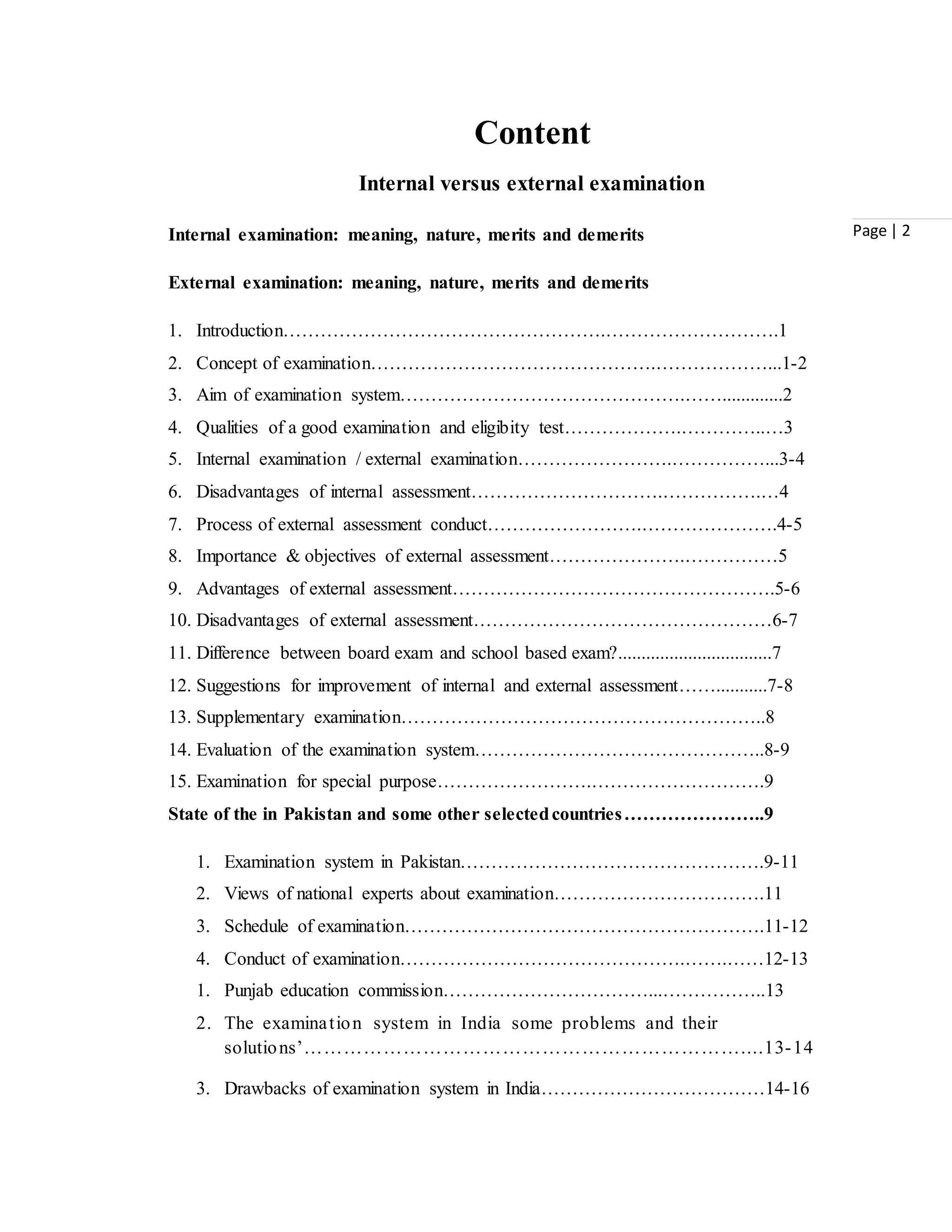 Internal versus external examination | DOCX