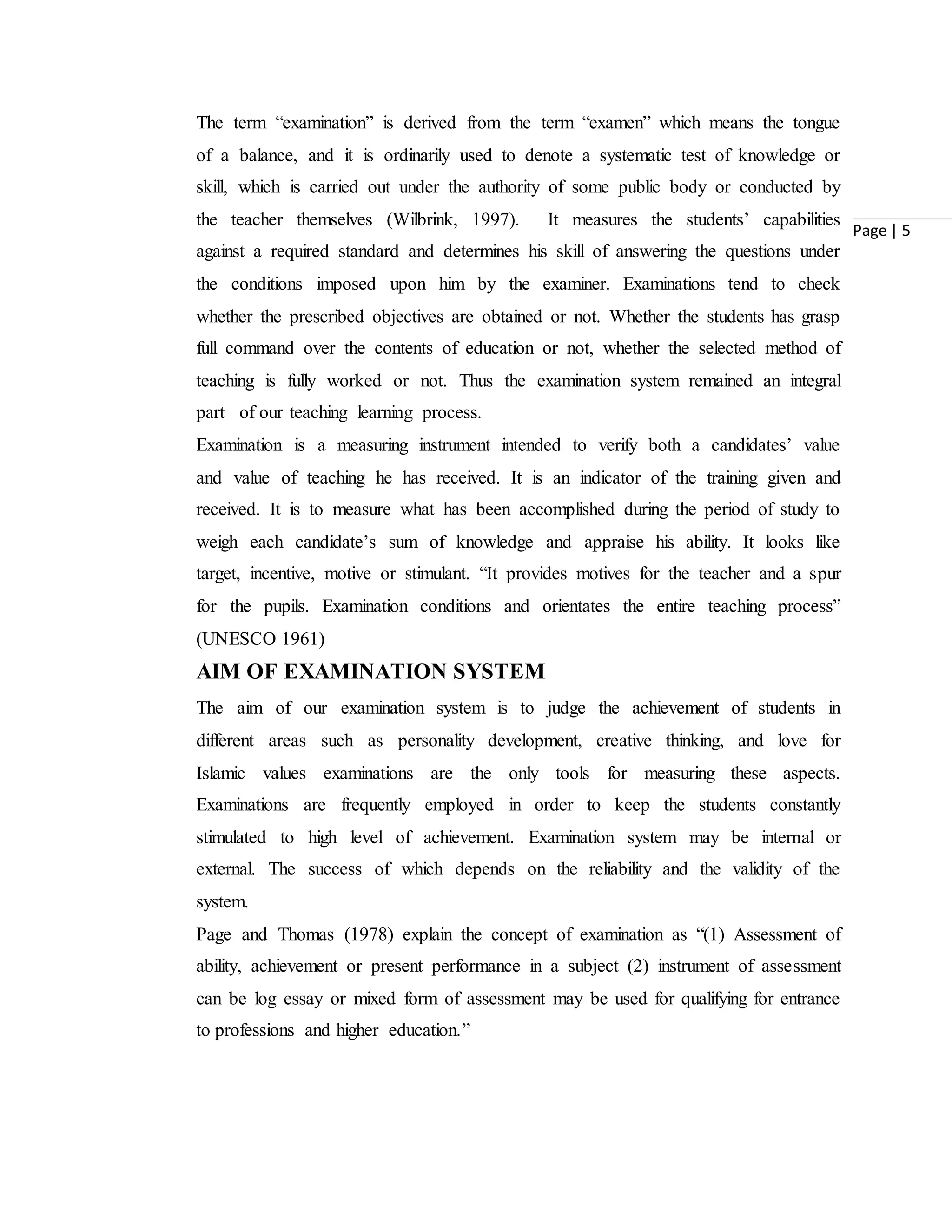 Internal versus external examination | DOCX