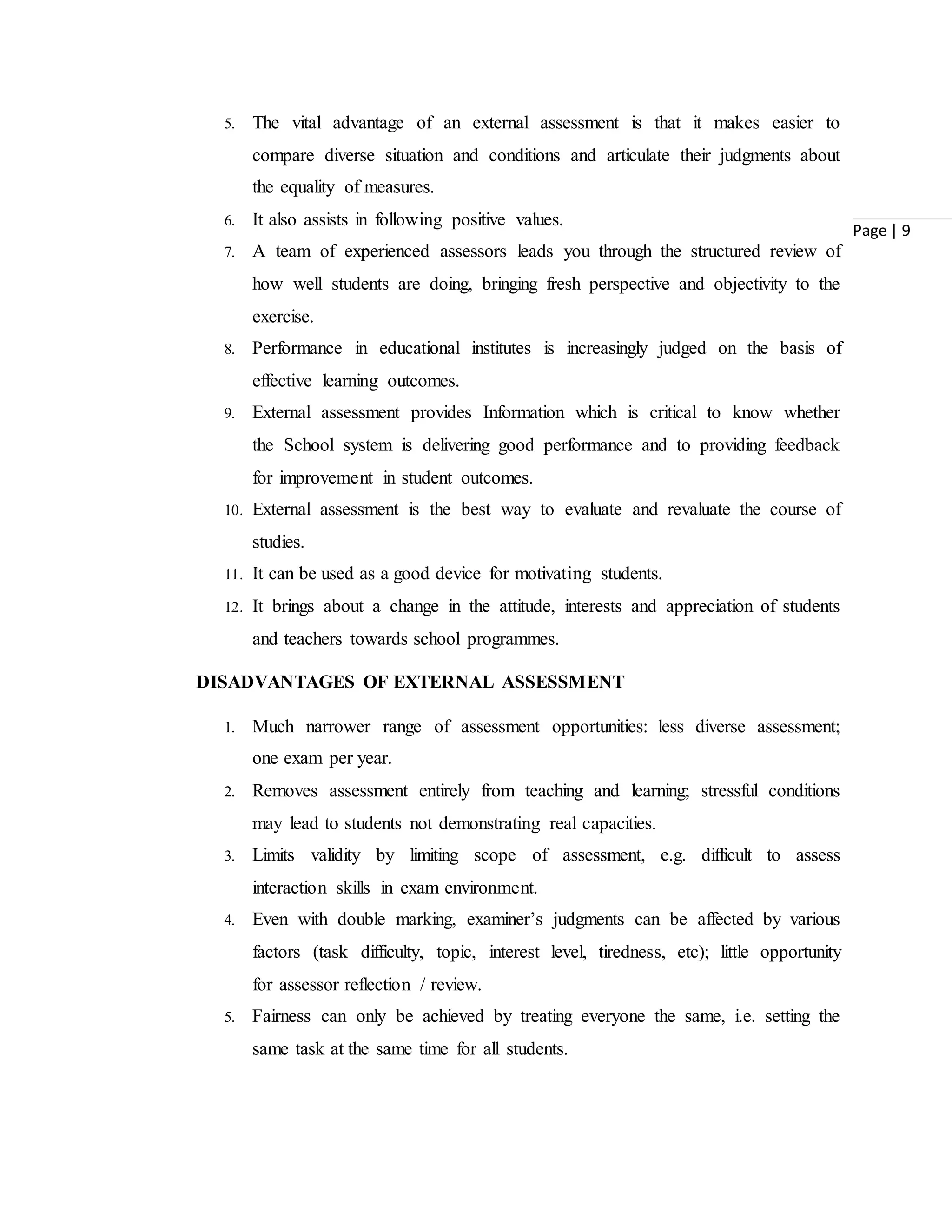 Internal versus external examination | DOCX