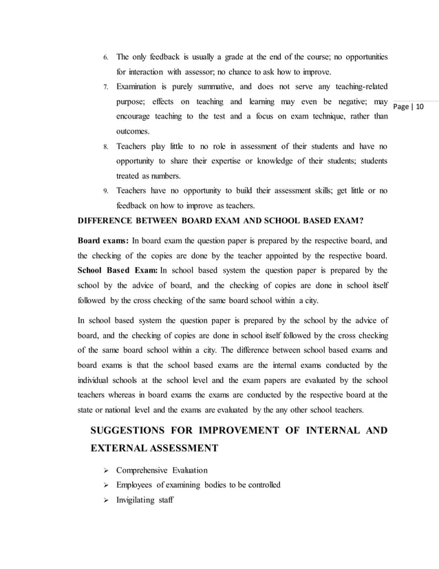 Internal versus external examination | DOCX