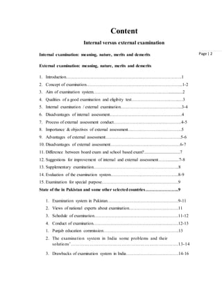 Internal versus external examination | DOCX