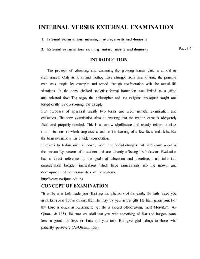 Internal versus external examination | DOCX