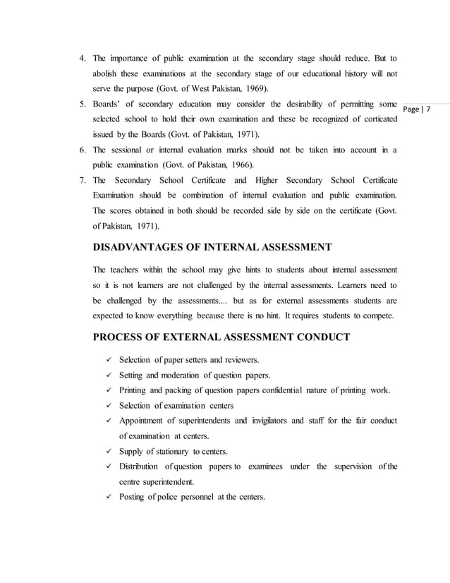 Internal versus external examination | DOCX