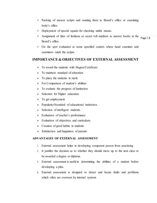 Internal versus external examination | DOCX