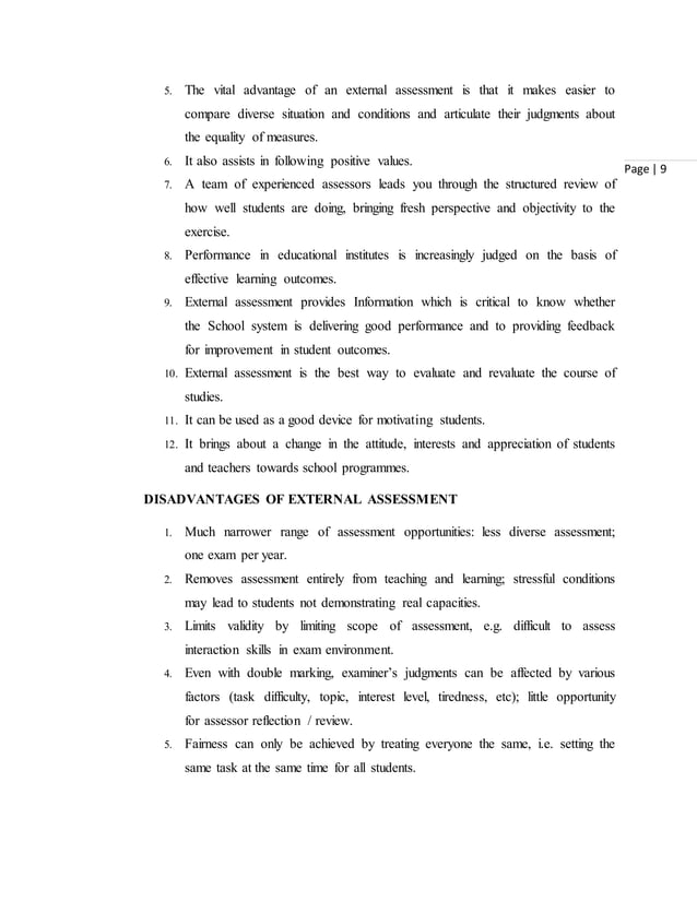 Internal versus external examination | DOCX