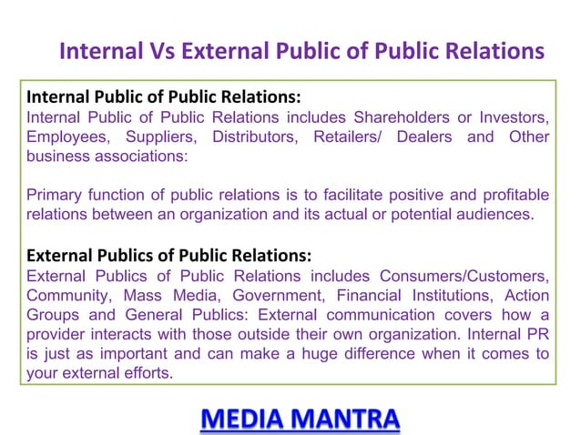 Internal vs external public of public relations | PPT | Business ...