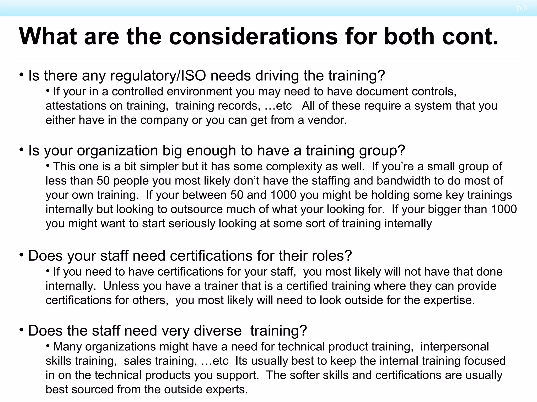Training Internal vs External | PPT