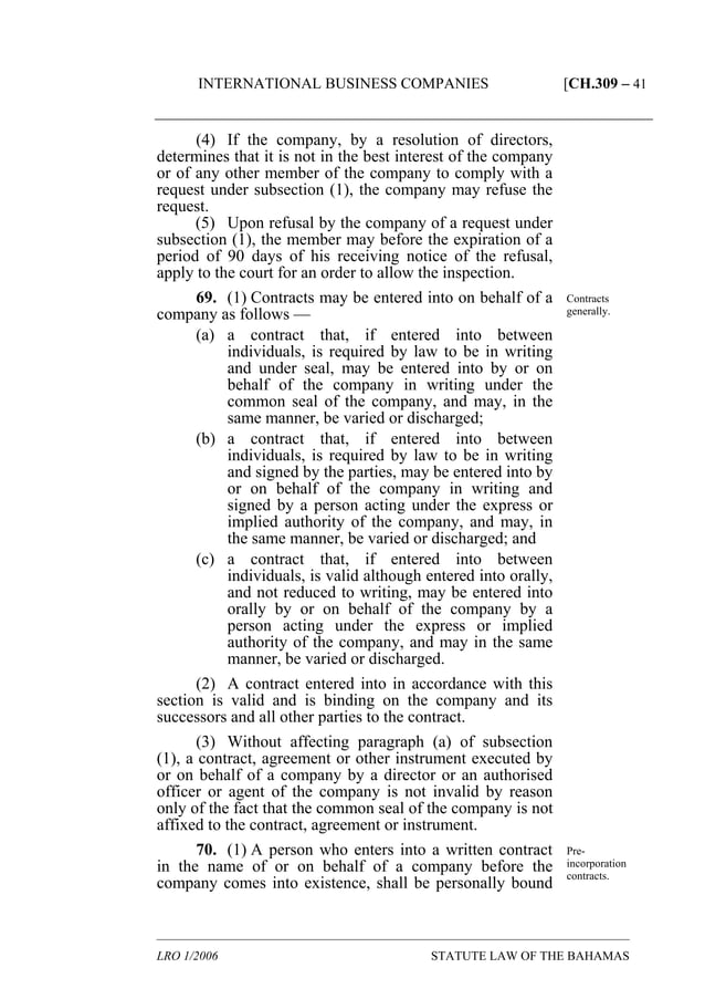International Business Companies Act 2000 Bahamas | PDF