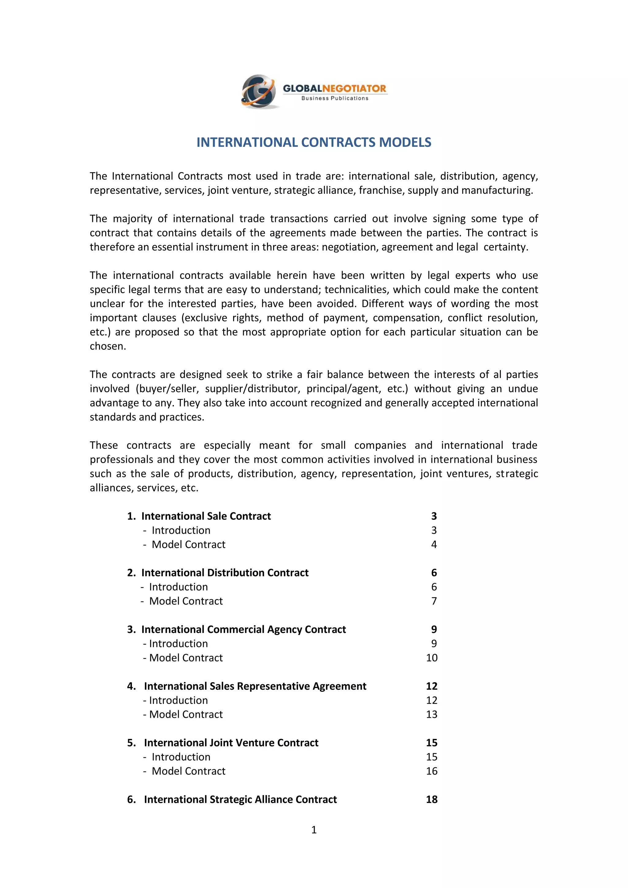 International Contracts Models | PDF