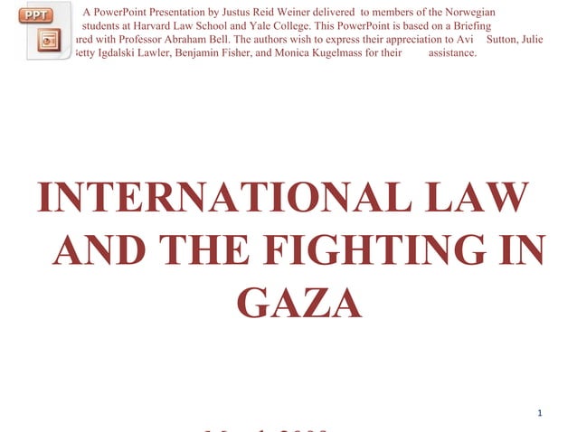 International Law And The Fighting In Gaza Power Point Aas2 | PPT