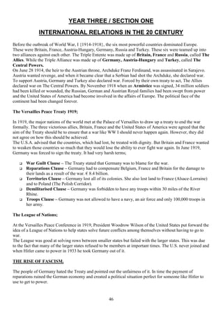 Notes on International Relations in the 20th Century | PDF