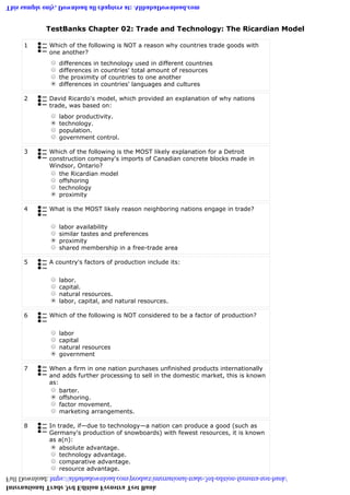 International Trade 3rd Edition Feenstra Test Bank | PDF